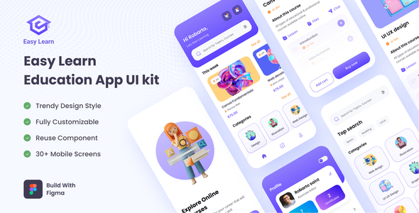 Easy Learn- Education App Figma Template by farhandes | ThemeForest